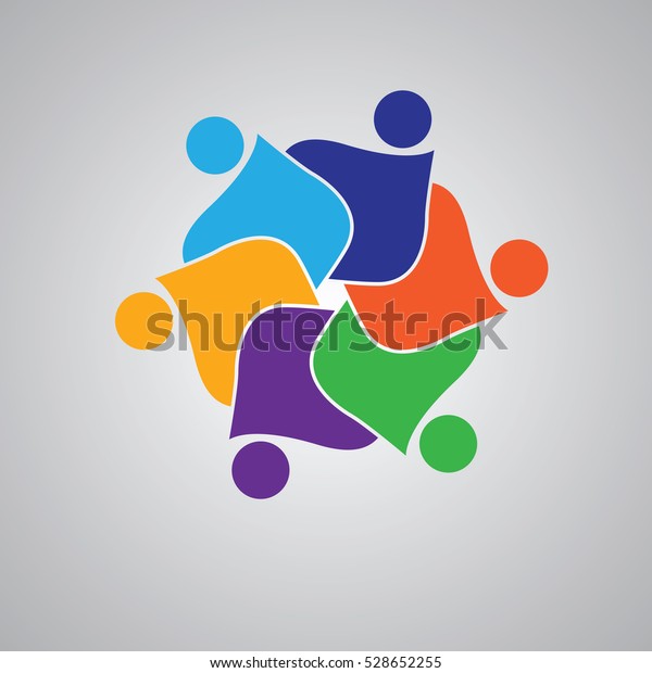 Teamwork Embrace 6 Group Peopleconcept Commitment Stock Vector (Royalty ...