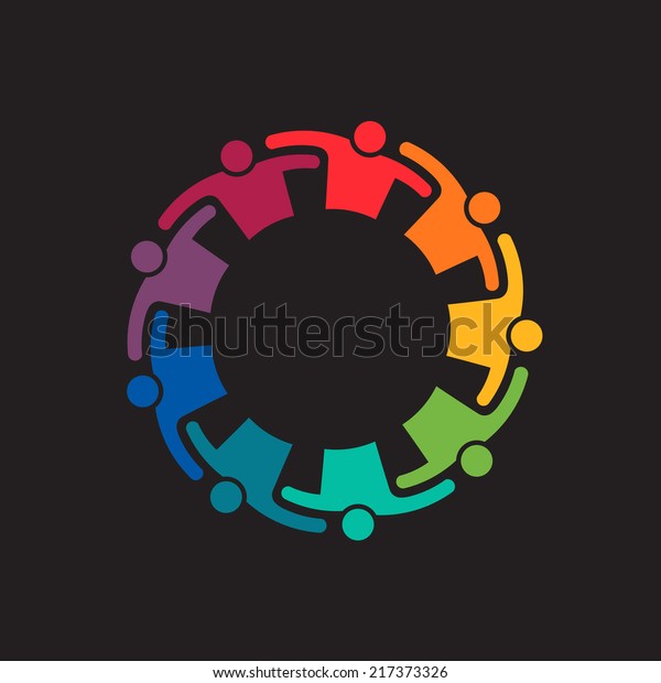 Teamwork Embrace 9 Group Peopleconcept Commitmentteaming Stock Vector ...