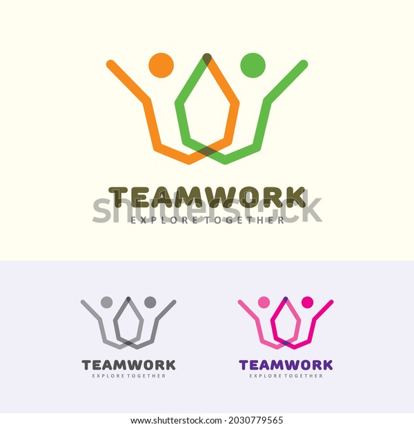 Teamwork Explore Together Vector Logo Concept Stock Vector (Royalty ...
