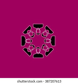 Teamwork Flat Symbol Pictogram Over Purple Stock Vector (Royalty Free ...