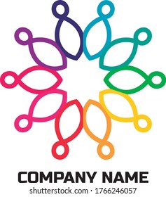 Vektor Stok Teamwork Flower People Logo Vector (Tanpa Royalti ...