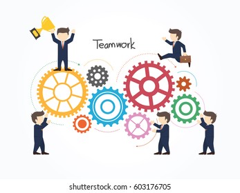Teamwork Gear Concept Infographic Template Vector Stock Vector (Royalty ...