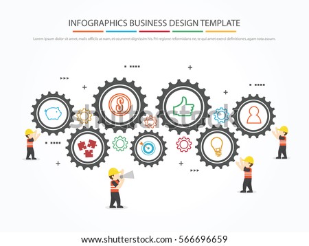Teamwork Gear Concept Infographic Template Vector Stock Vector (Royalty ...