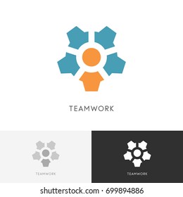 Teamwork Gear Wheel Logo Person Leader 스톡 벡터(로열티 프리) 699894886 ...
