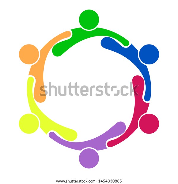 Teamwork Group Six People Form Circle Stock Vector (Royalty Free ...