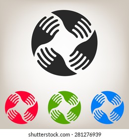 Teamwork Hands Logo Human Connection Set Stock Vector (Royalty Free ...