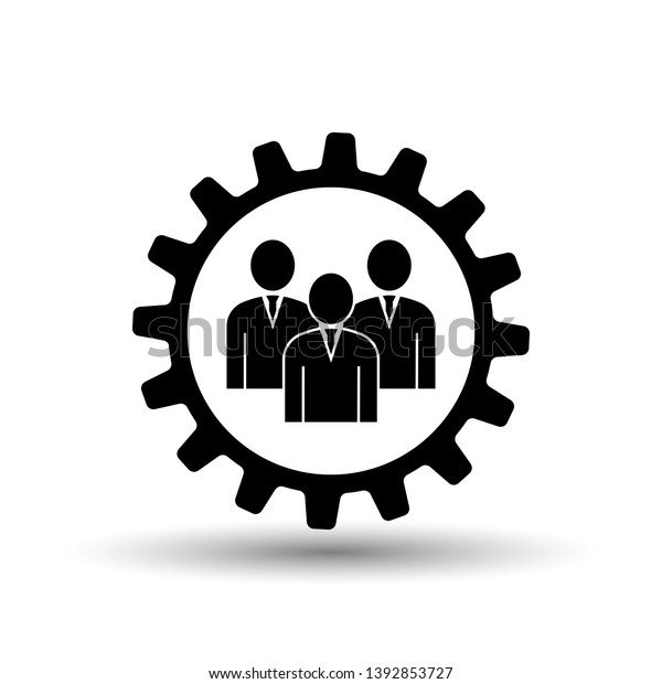 Teamwork Icon. Black on White Background With Shadow. Vector Illustration.