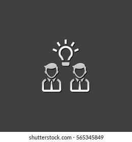 Teamwork Icon Metallic Grey Color Style Stock Vector (Royalty Free ...