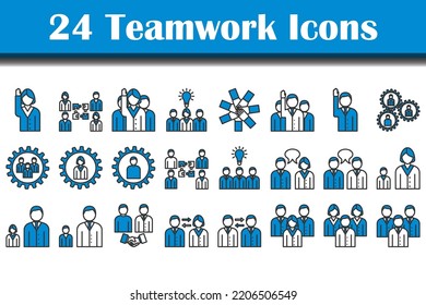 Teamwork Icon Set Editable Bold Outline Stock Vector (Royalty Free ...