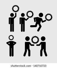 Teamwork Icons Over White Background Vector Stock Vector (Royalty Free ...