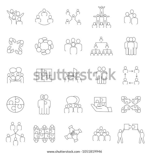 Teamwork Icons Set Isolated On White Stock Vector (Royalty Free ...