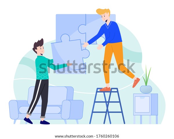 Teamwork Illustration Helping Each Members Team Stock Vector (Royalty ...