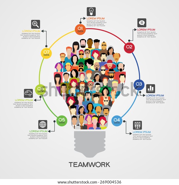 Teamwork Infographics Background Icons People Form Stock Vector ...