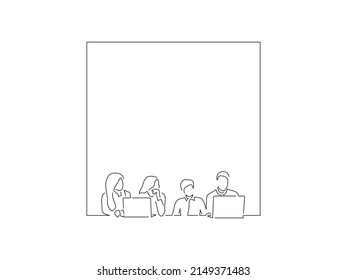 Teamwork Line Art Drawing Style Composition Stock Vector (Royalty Free ...