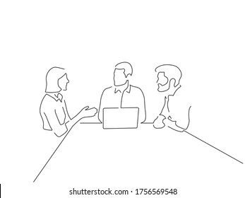 Teamwork Line Drawing Vector Illustration Design Stock Vector (Royalty ...