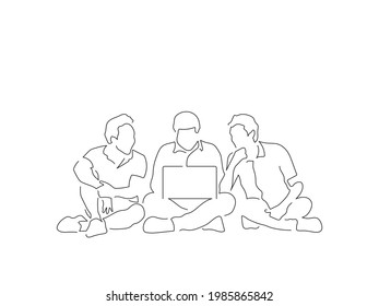 Teamwork Line Drawing Vector Illustration Design Stock Vector (Royalty ...