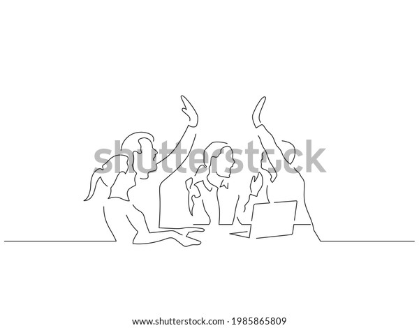 Teamwork Line Drawing Vector Illustration Design Stock Vector (Royalty ...