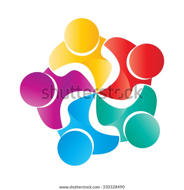 Teamwork Logo Round Circle Communityworkersfriendship Women Stock ...