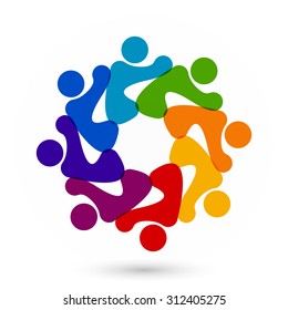 Teamwork Logo Round Circle Group Helping: เวกเตอร์สต็อก (ปลอดค่า ...