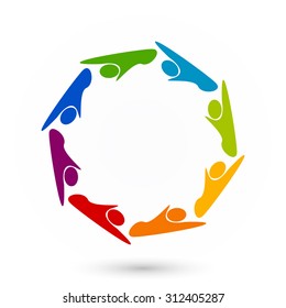 Teamwork Logo Round Circle Group Helping Stock Vector (Royalty Free ...