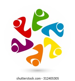 Teamwork Logo Round Circle Group Helping Stock Vector (Royalty Free ...