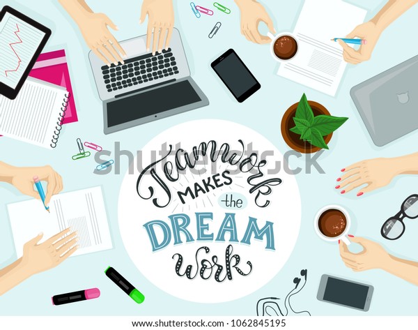 Teamwork Makes Dream Work Lettering Business Stock Vector (Royalty Free ...