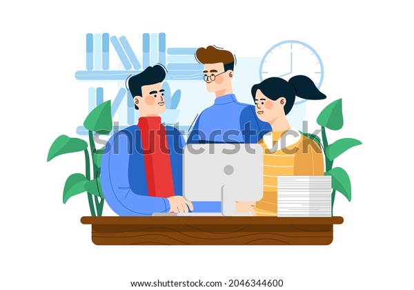 Teamwork On Project Group Happy People Stock Vector (Royalty Free ...