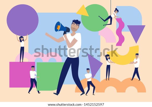 Teamwork Organization Concept Illustration Group People Stock Vector ...