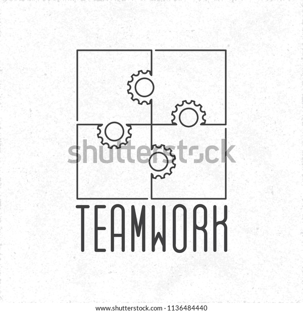 Teamwork Outline Logo Lettering Depicting 4: เวกเตอร์สต็อก (ปลอดค่า ...