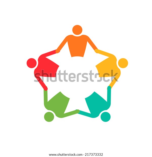 Teamwork People Circle 5 Holding Hands Stock Vector (Royalty Free ...