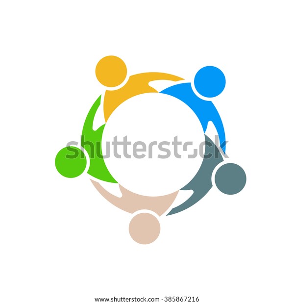 Teamwork People Group 5 Persons Logo Stock Vector (Royalty Free) 385867216