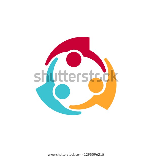 Teamwork People Three Happy Persons Vector Stock Vector (Royalty Free ...