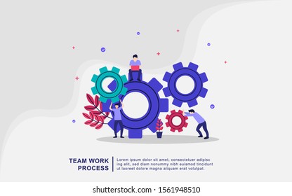 Teamwork Process Illustration Concept Coworking Freelance Stock Vector ...