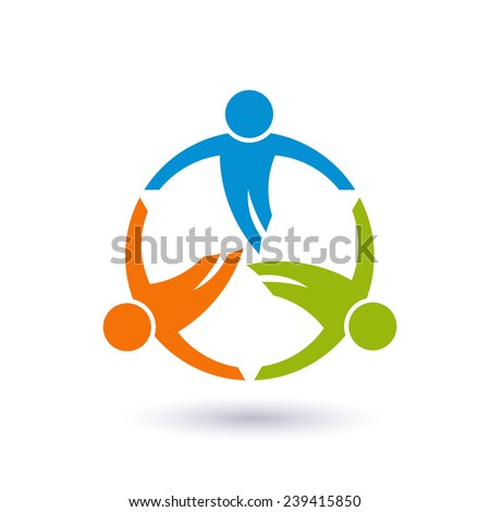 Teamwork Round Logo Group 3 People Stock Vector (Royalty Free ...