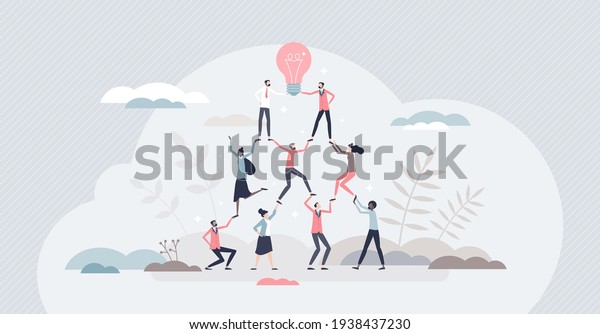 Teamwork Success Team Forms Pyramid Create Stock Vector (Royalty Free ...