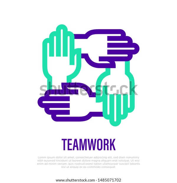 Vektor Stok Teamwork Symbol Four Hands Holding Each (Tanpa Royalti ...