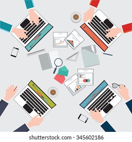 Teamwork Table Business Strategy Statistic Web Stock Vector (Royalty ...