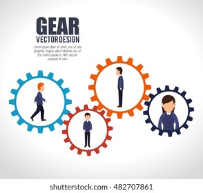 Teamwork Team Persons Gears Design Isolated Stock Vector (Royalty Free ...