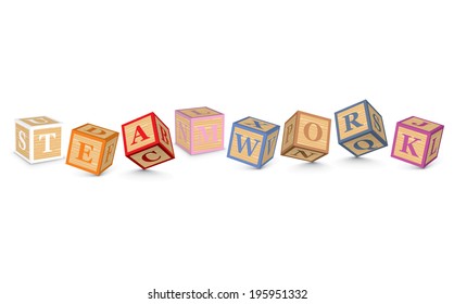 Teamwork Written Alphabet Blocks Vector Illustration Stock Vector ...