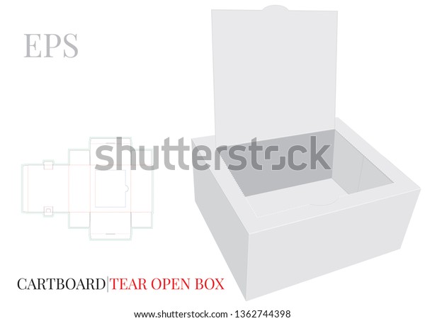 Tear Open Box Template Die Cut Stock Vector (Royalty Free) 1362744398 ...