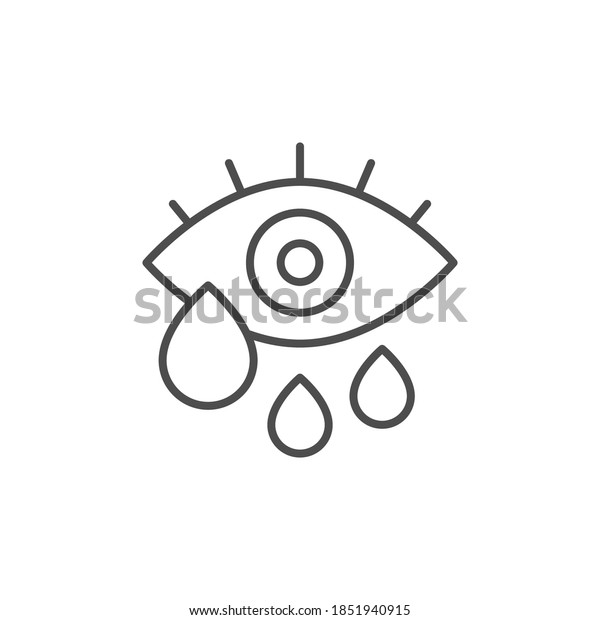 Tears Line Icon Depression Concept Stock Vector (Royalty Free ...