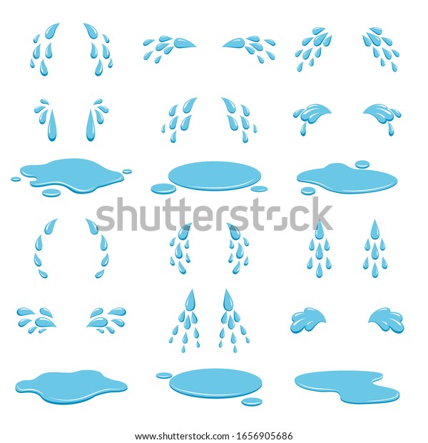 Tears Puddles Cartoon Crying Teardrops Isolated Stock Vector (Royalty ...