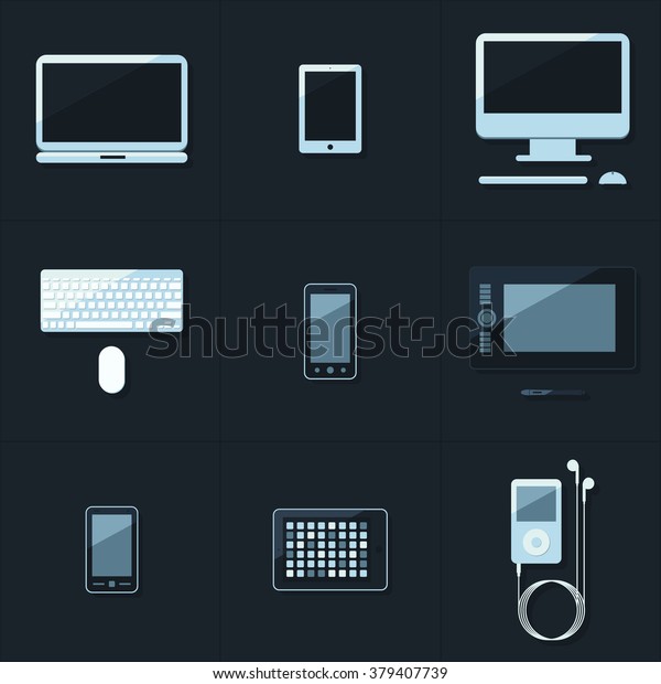Tech Icon Set Various Gadgets Stock Vector (Royalty Free) 379407739 ...