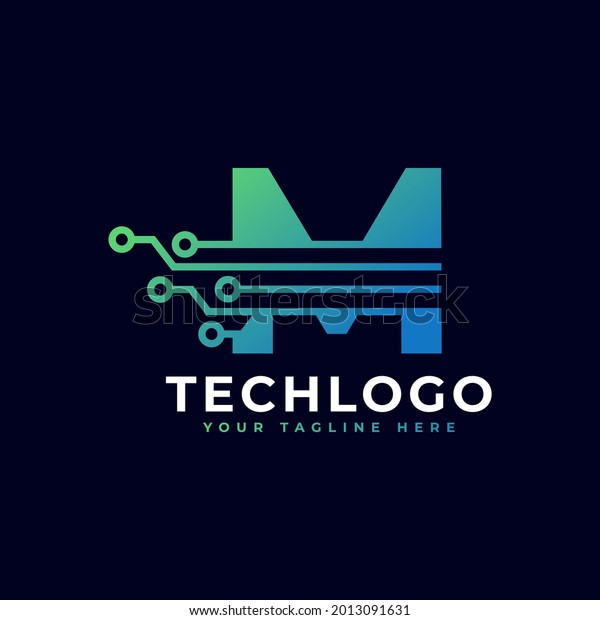 Tech Letter M Logo Futuristic Vector Stock Vector (Royalty Free ...