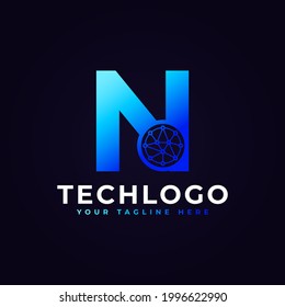 Tech Letter N Logo Blue Geometric Stock Vector (Royalty Free ...