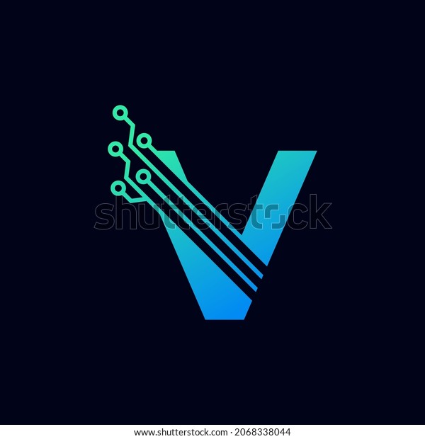 Tech Letter V Logo Futuristic Vector Stock Vector (Royalty Free ...