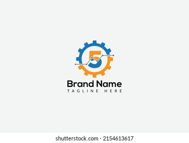 Tech Logo On Letter 5 Template Stock Vector (Royalty Free) 2154613617 ...
