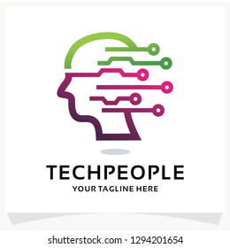 Techno Head Template Design Stock Vector (Royalty Free) 406768063