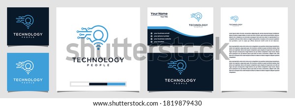 Tech People Logo Line Art Style Stock Vector (Royalty Free) 1819879430 ...