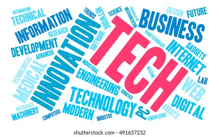 Tech Word Cloud On White Background Stock Vector (Royalty Free ...